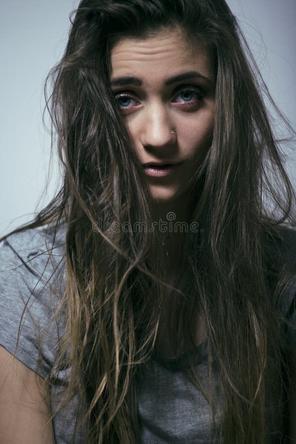 Problem Depressioned Teenage with Messed Hair and Sad Face Stock Photo ...