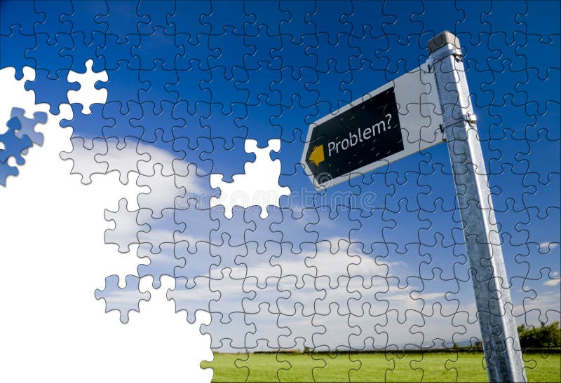 Problem direction sign stock image. Image of jigsaw, blue - 5717937