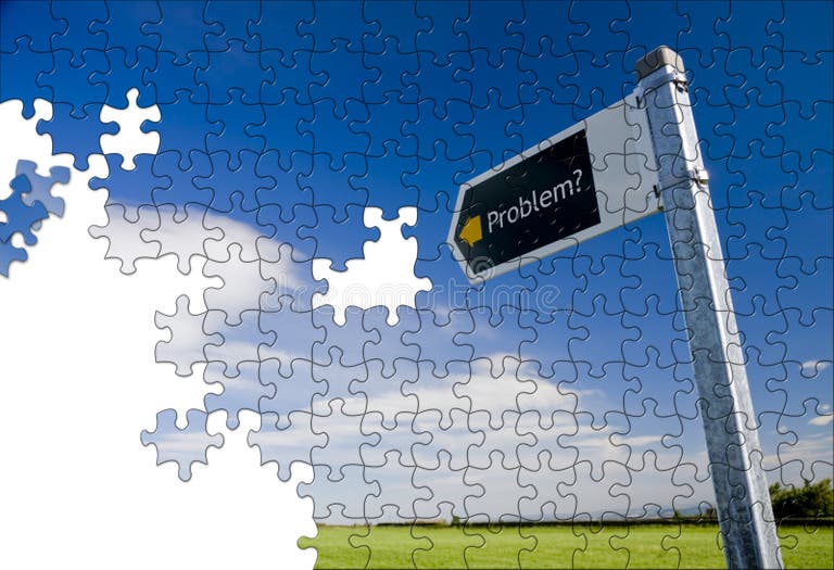 Problem direction sign stock image. Image of jigsaw, blue - 5717937