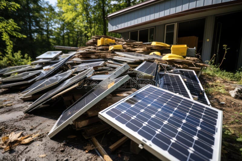 Problem of Disposal and Recycling of Solar Panels Stock Photo - Image ...