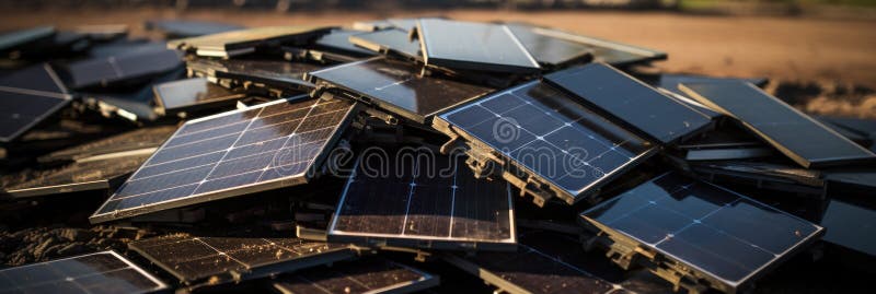 Problem of Disposal and Recycling of Solar Panels Stock Photo - Image ...