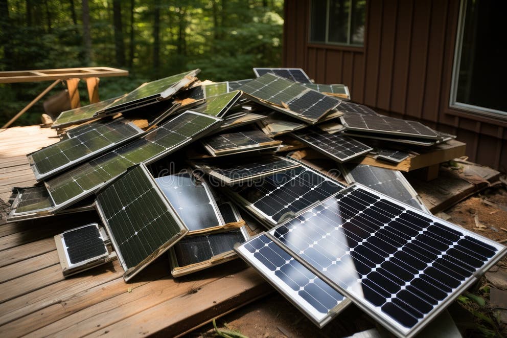 Problem of Disposal and Recycling of Solar Panels Stock Image - Image ...