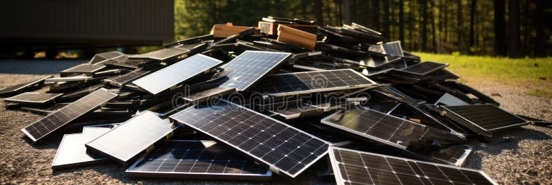 Problem of Disposal and Recycling of Solar Panels Stock Photo - Image ...