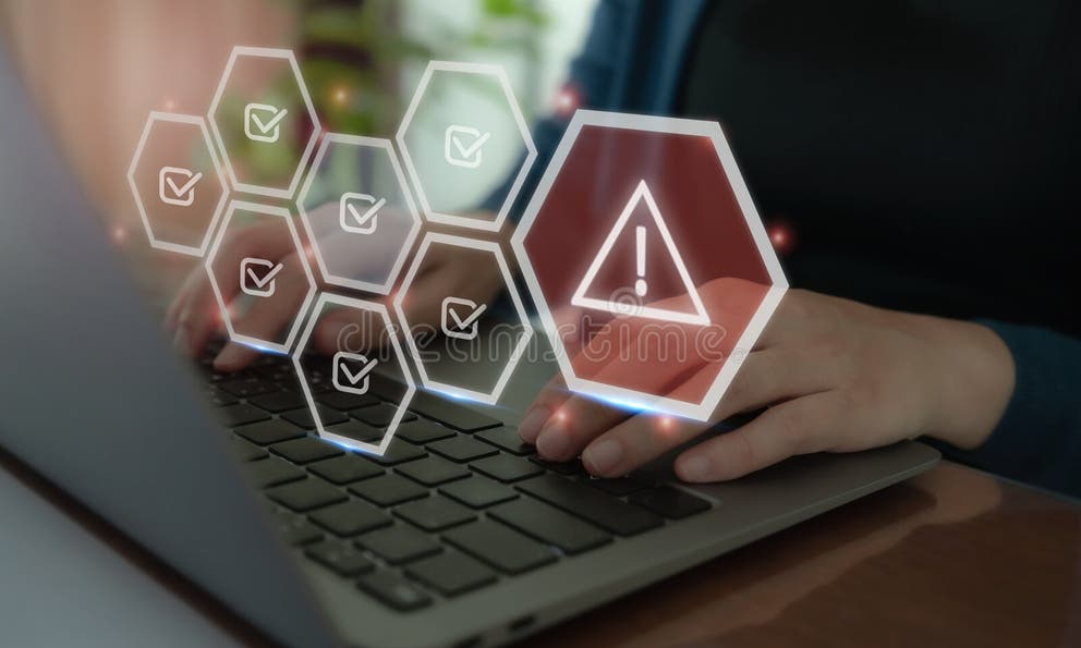 Problem and Error Warning Concept. Working on Computer Laptop with ...