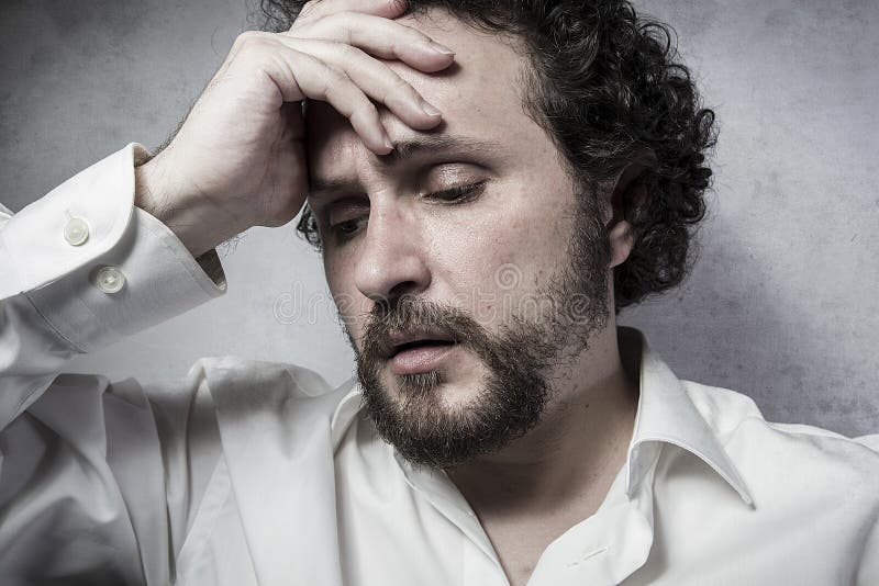 Problem, Man in White Shirt with Funny Expressions Stock Image - Image ...