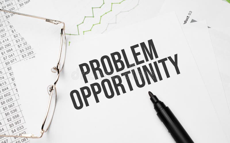 Problem Opportunity . Conceptual Background with Chart ,papers, Pen and ...