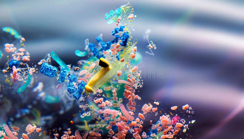 Macro Photo of Microplastic Floating in the Ocean Stock Illustration ...