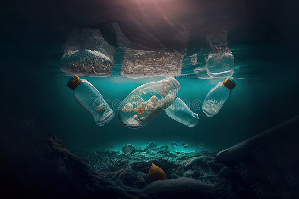 Problem Plastic Bottles and Microplastics Floating in the Open Ocean ...