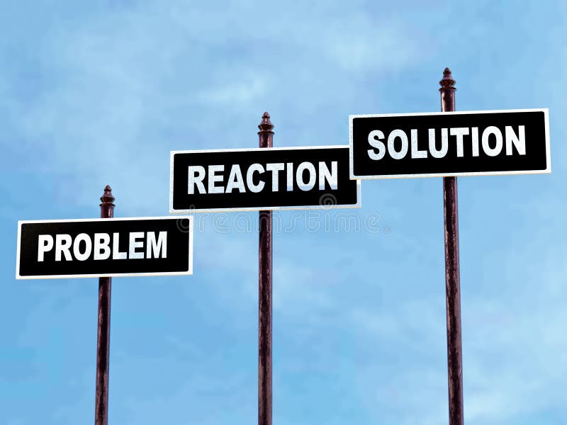 Problem-Reaction-Solution Signposts Against the Sky Stock Image - Image ...