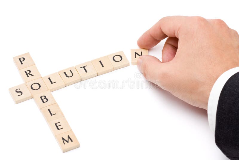 Man Hands Holding Cards with the Words Problems and Solutions Stock ...