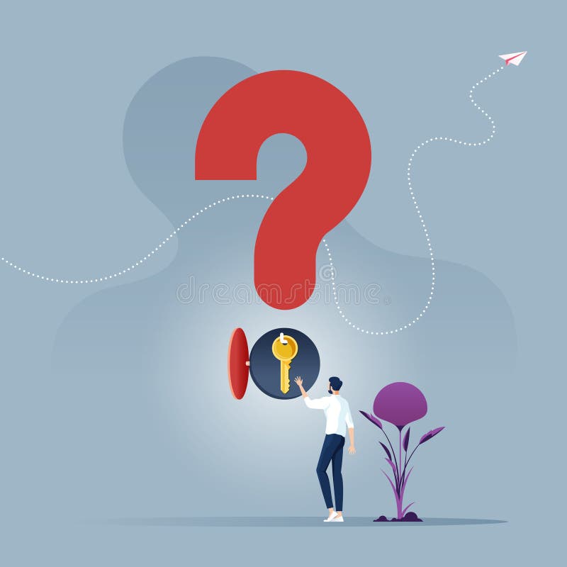 Problem and Solution Concept-Businessman Pick a Key from Question Mark ...