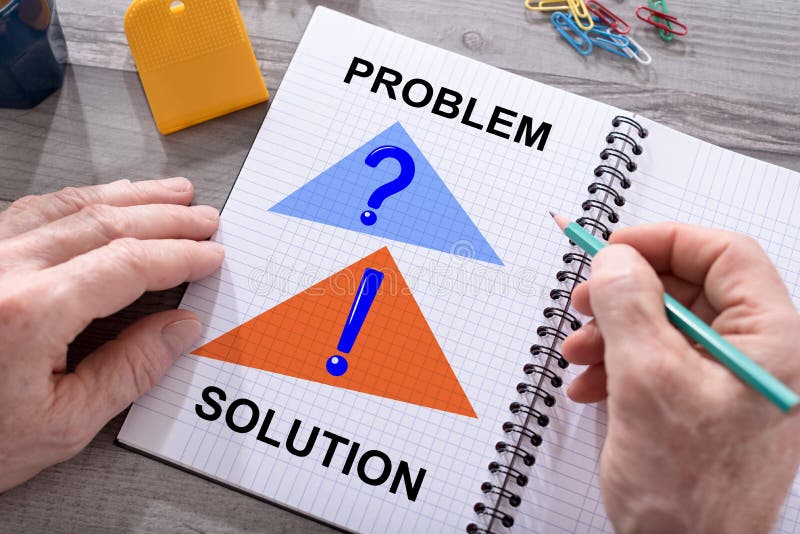 Problem and Solution Concept on a Notepad Stock Photo - Image of hand ...
