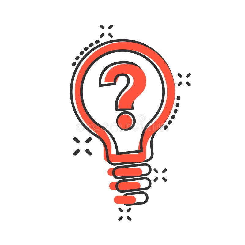 Problem Solution Icon in Comic Style. Light Bulb Idea Vector Cartoon ...