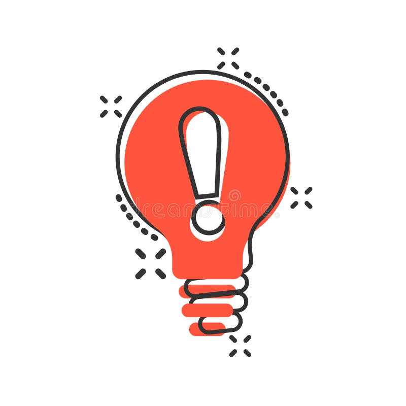 Problem Solution Icon in Comic Style. Light Bulb Idea Vector Cartoon ...
