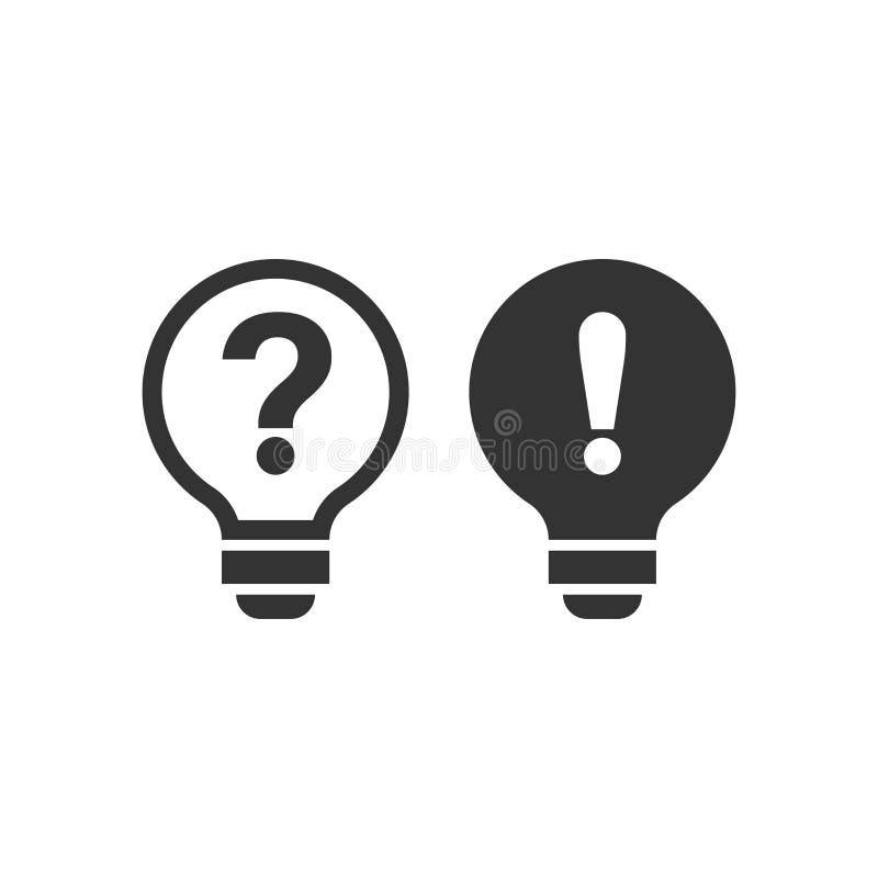 Problem Solution Icon in Flat Style. Light Bulb Idea Vector ...