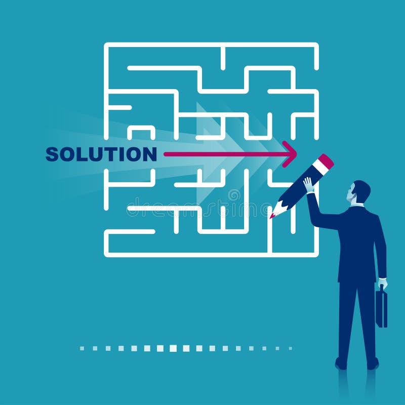Problem and Solution. Labyrinth without Barriers. Vector Illustration ...