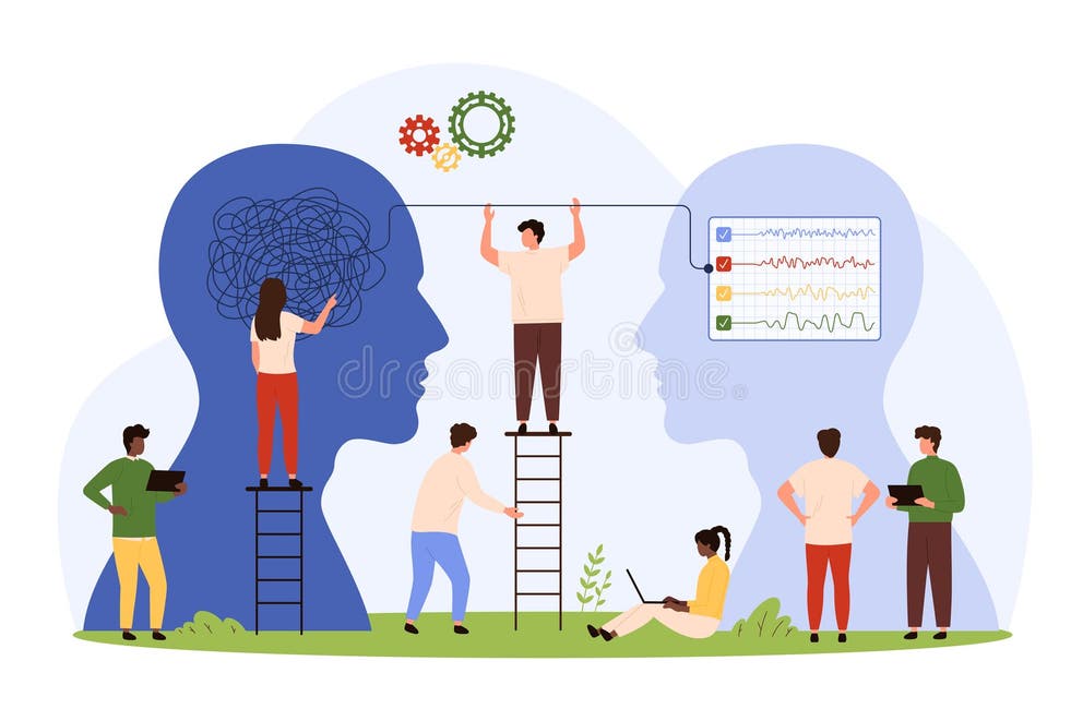 Problem Solution by Simplify Method, from Complex To Easy, Tiny People Untangle Threads Stock ...