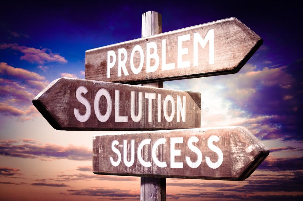 Problem, Solution, Success - Wooden Signpost, Roadsign with Three ...