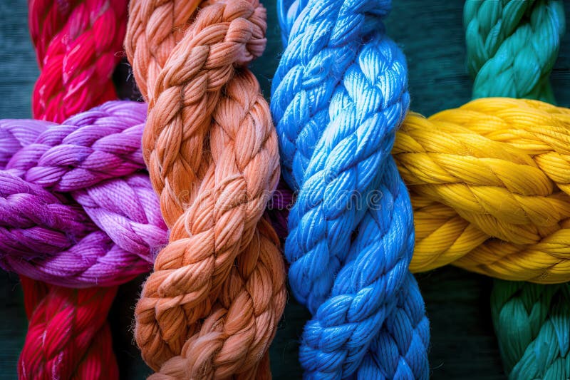 Problem Solution Team Work Concept, Color Rope Knot Picture. Stock ...