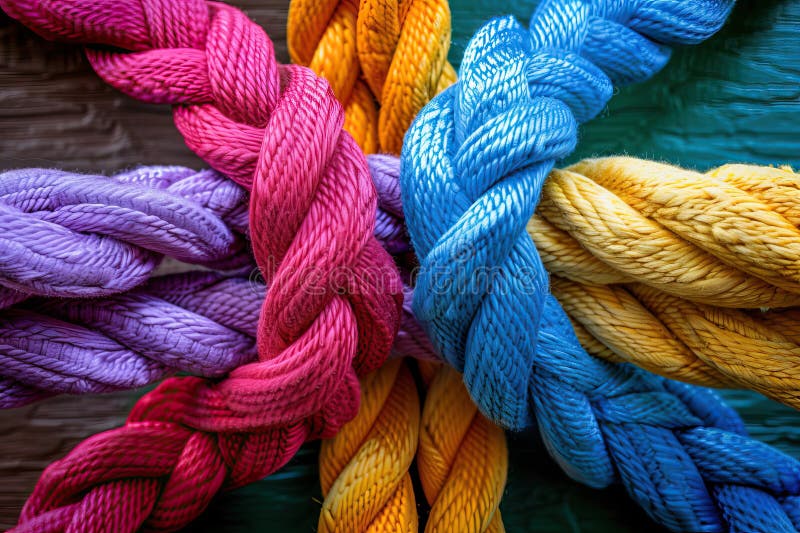 Problem Solution Team Work Concept, Color Rope Knot Picture. Stock ...