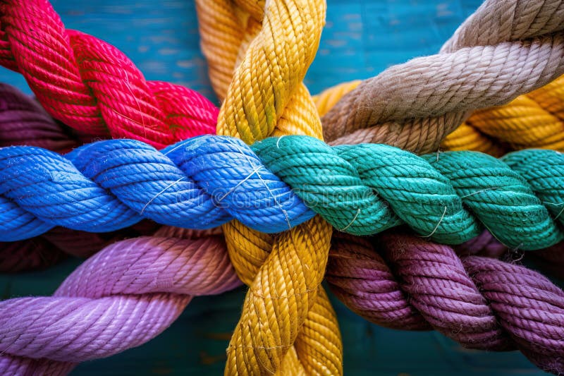Problem Solution Team Work Concept, Color Rope Knot Picture. Stock ...