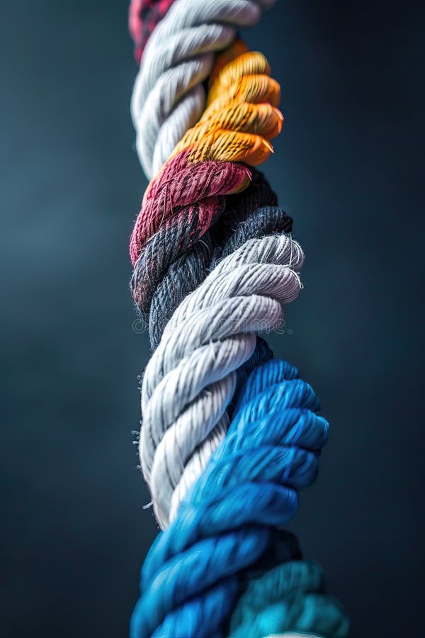 Problem Solution Team Work Concept, Color Rope Knot Picture. Stock ...