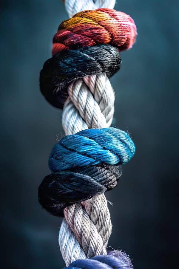 Problem Solution Team Work Concept, Color Rope Knot Picture. Stock ...