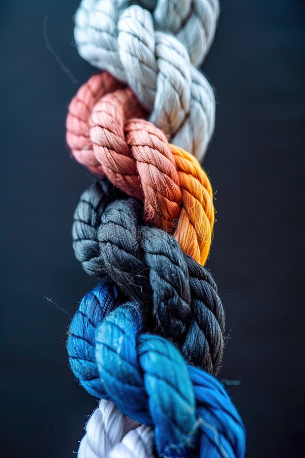 Problem Solution Team Work Concept, Color Rope Knot Picture. Stock ...