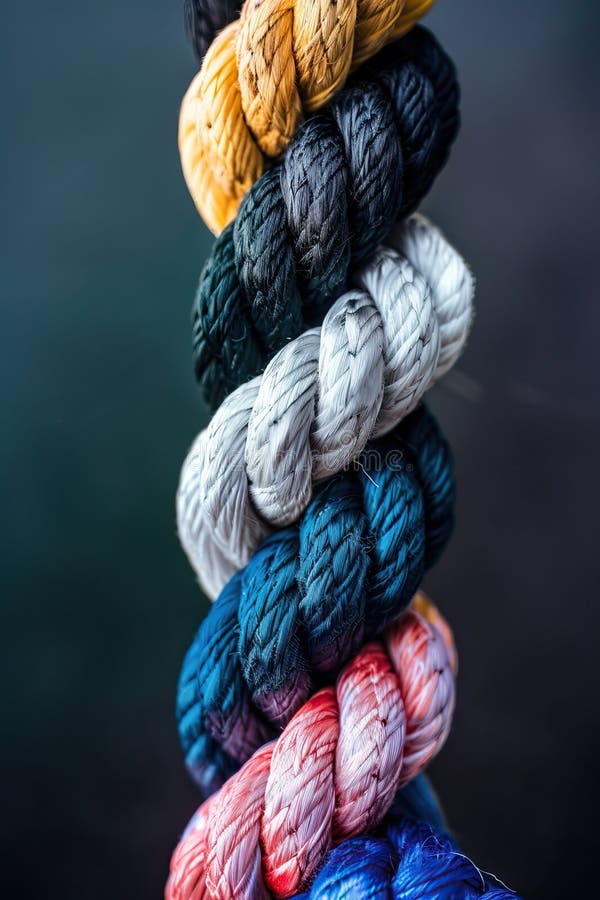 Problem Solution Team Work Concept, Color Rope Knot Picture. Stock ...