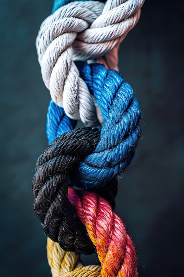 Problem Solution Team Work Concept, Colored Rope Knot Picture.blue ...