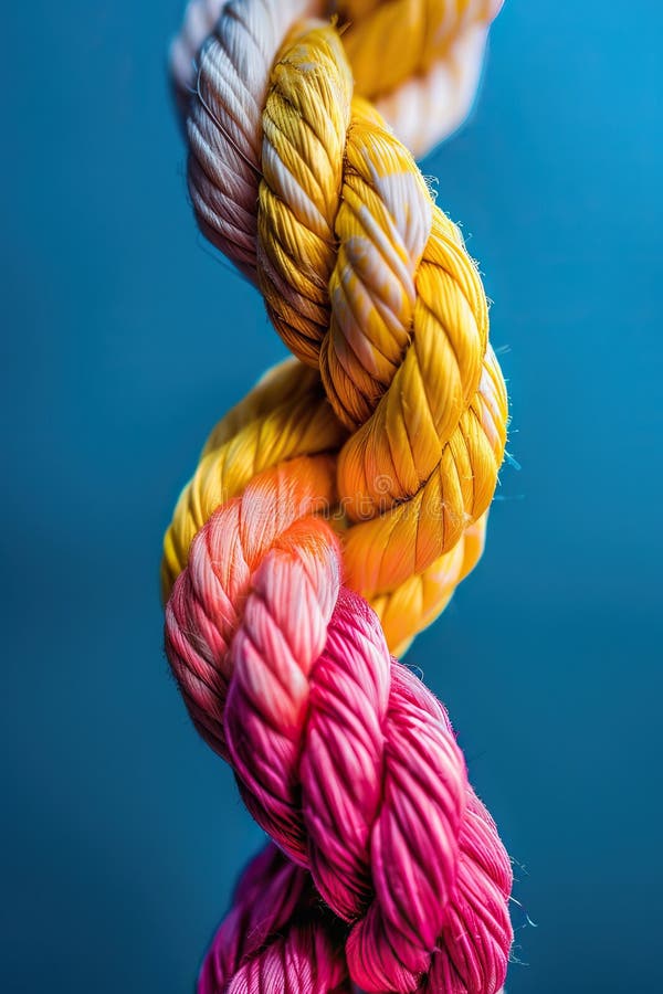 Problem Solution Team Work Concept, Color Rope Knot Picture. Stock ...