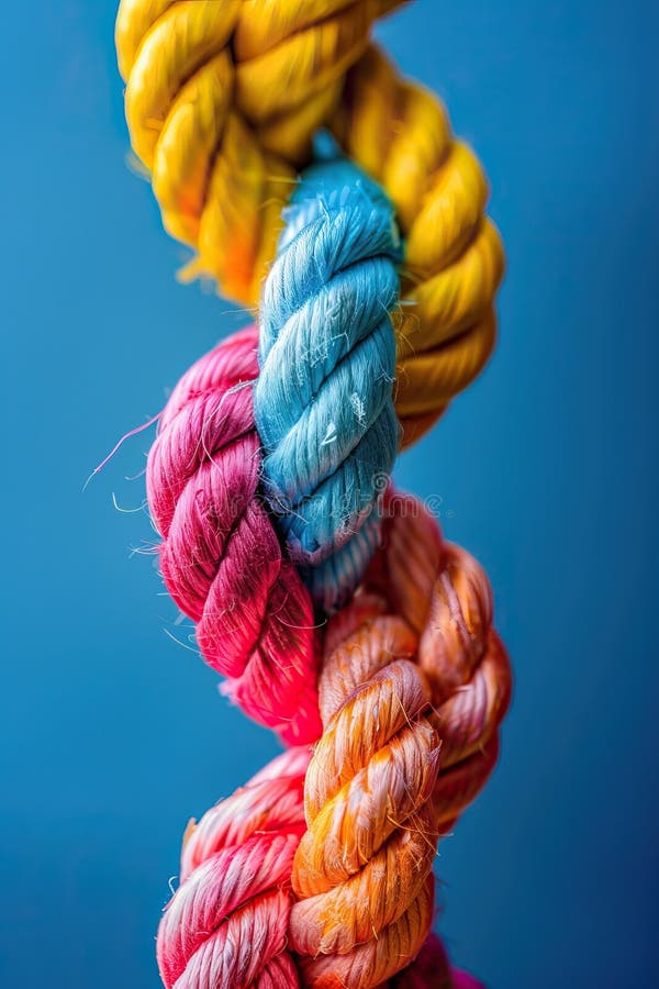 Problem Solution Team Work Concept, Color Rope Knot Picture. Stock ...