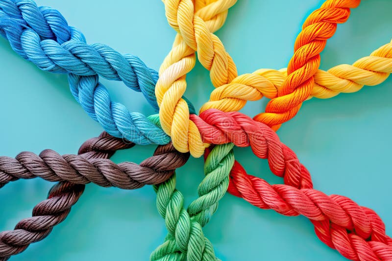 Problem Solution Team Work Concept, Color Rope Knot Picture. Stock ...