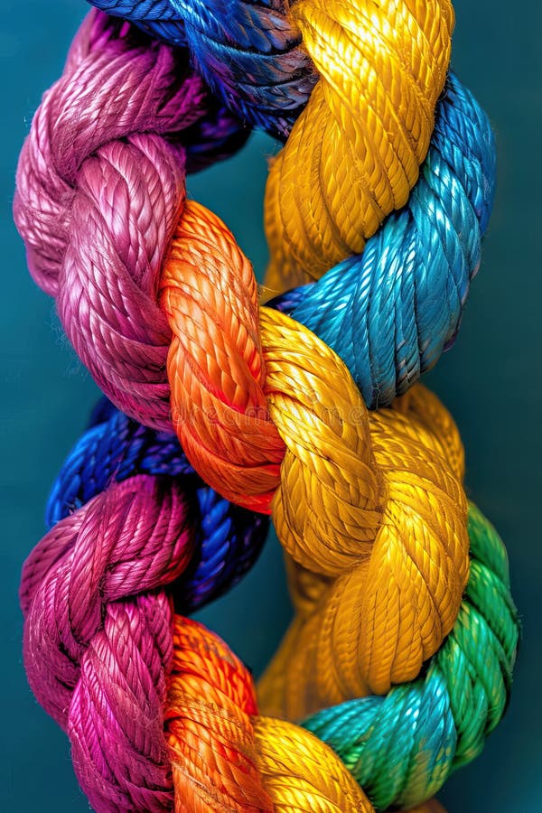 Problem Solution Team Work Concept, Color Rope Knot Picture. Stock ...