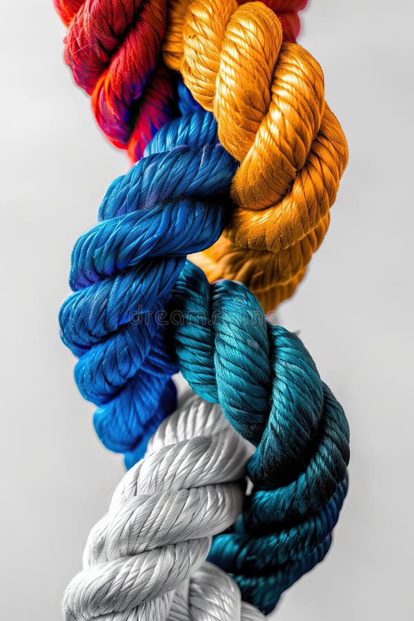 Problem Solution Team Work Concept, Color Rope Knot Picture. Stock ...