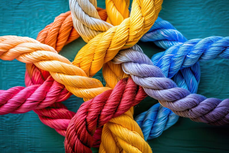 Problem Solution Team Work Concept, Colored Rope Knot Picture.blue ...
