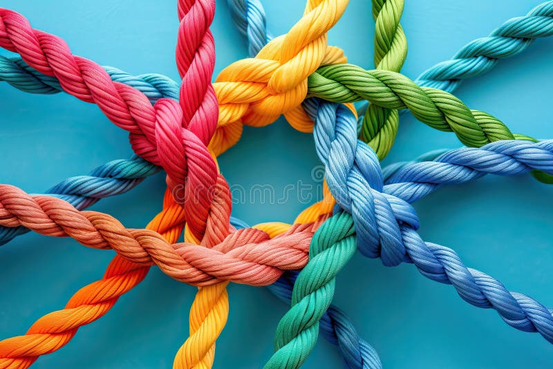 Problem Solution Team Work Concept, Colored Rope Knot Picture.blue ...