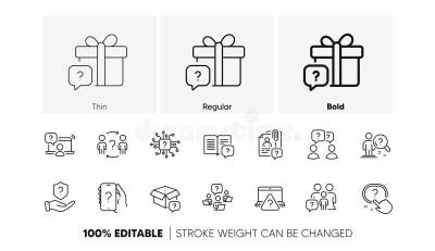 Questions Line Icons. Problem Solve, Artificial Intelligence Computer, Phone with Question Mark ...