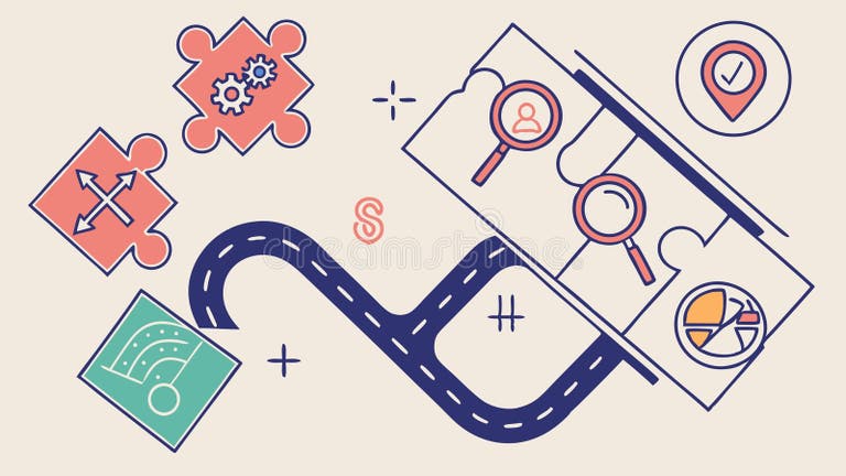 Problem Solving Analysis: Magnifying Glass with Gears, Vector Design ...