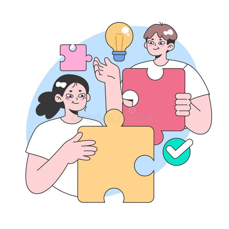 Problem-solving Collaboration Concept. Flat Vector Illustration Stock ...