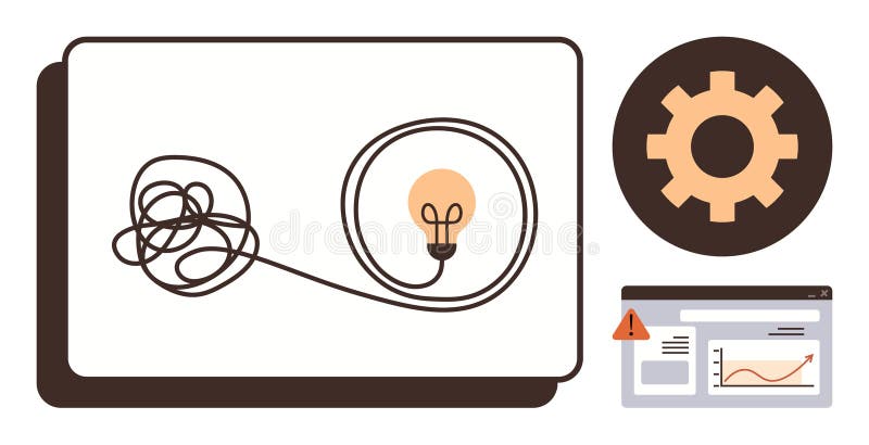 Problem Solving Concept with Light Bulb, Gear, and Data Analysis on Dashboard Stock Illustration ...