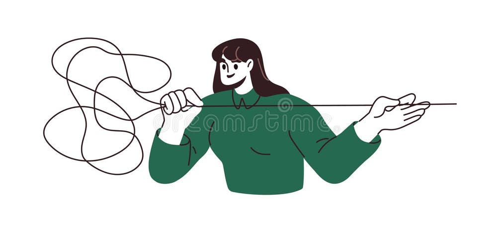 Problem-solving Concept. Woman Untangling Complexity, Tangled ... Problem-solving Concept. Woman Untangling Complexity, Tangled ...