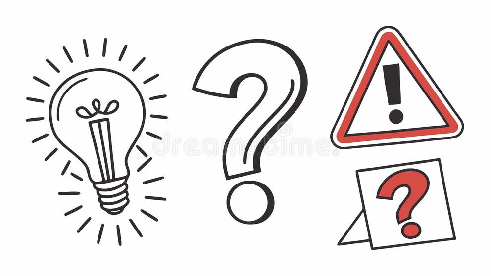 Problem-solving Concepts, Ideas, Questions, and Warnings. Vector Design ...