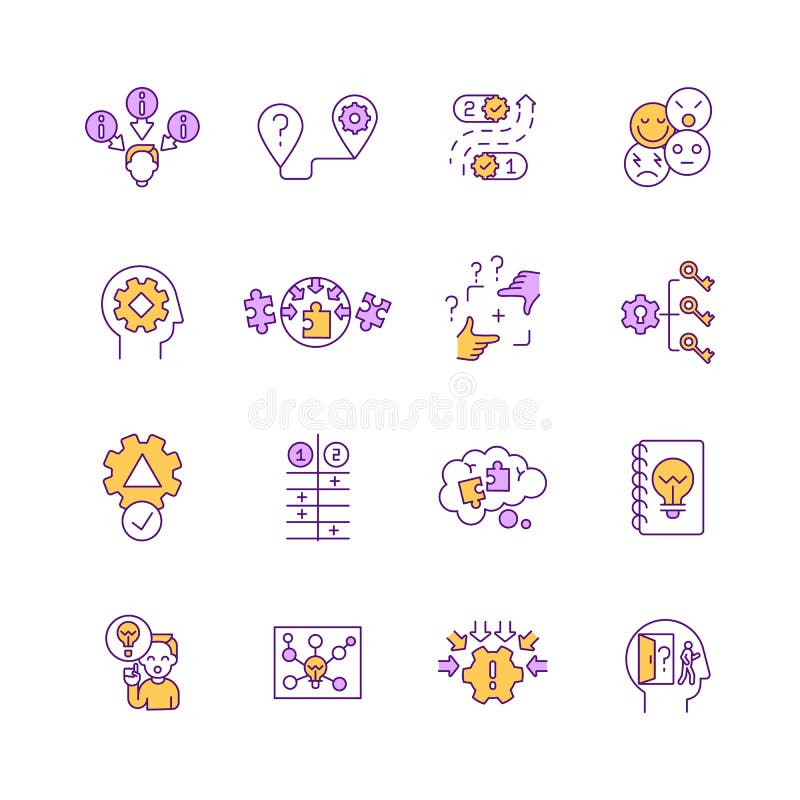 Decision Making Icons Set Stock Illustrations – 647 Decision Making ...