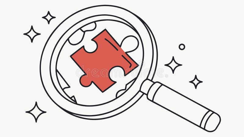 Problem Solving Icon with a Magnifier on a Puzzle Piece. Vector Design ...