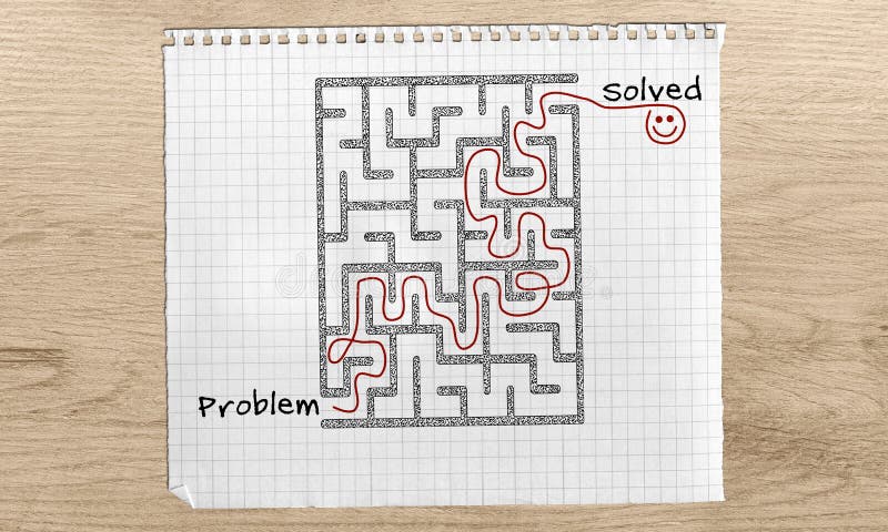 Problem Solving Maze, Problem Solved Text, Maze Solution Hand Drawn on ...