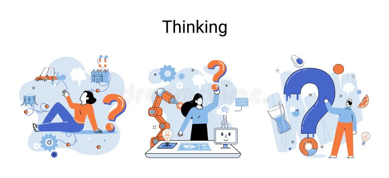 Problem Solving Concept, Woman Wondering or Thinking, Planning or ...