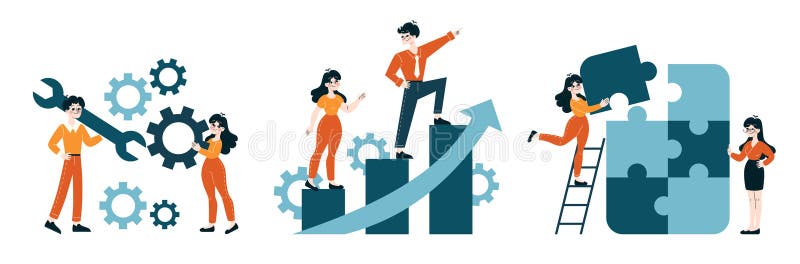 Problem Solving and Progress Set Stock Vector - Illustration of work ...