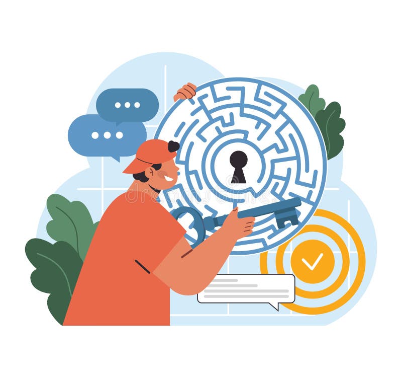 Problem Solving Prowess. Flat Vector Illustration Stock Vector ...