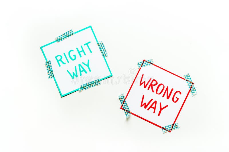 Problem Solving. Right and Wrong Way Icons on Work Desk from Above ...